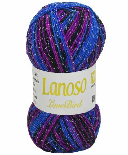 Пряжа Lanoso Love Bird 708 василёк/фуксия/чёрный (50г/120м, упаковка 10 мотков)
