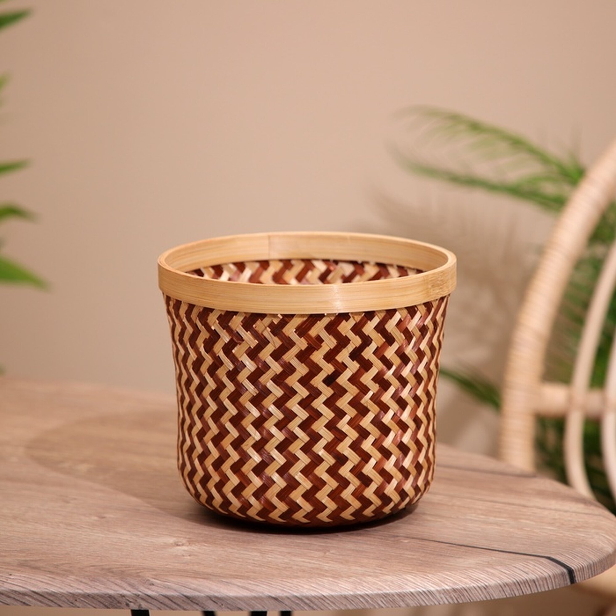 Корзина Сима-ленд, плетеная, бамбук, круглая, 20 x 20 x 17 см