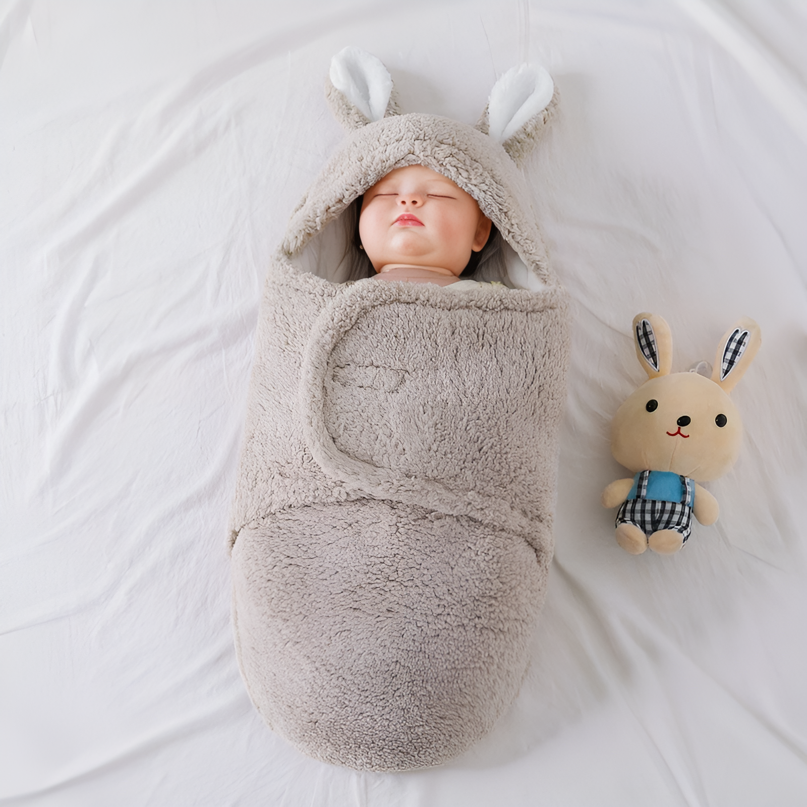 Утепленный конверт для новорожденных до 9 месяцев с ушками, 78 см, серый