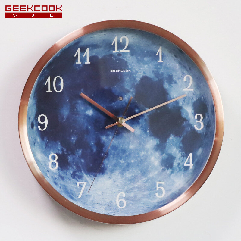 Часы настенные GeekCook Xinghe Blue Moon, LED подсветка, цвет розовый, 30см