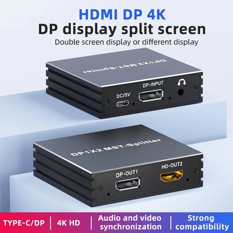 ICANING Разветвитель DisplayPort 1 в 2 4K 120Гц DP to HD DP