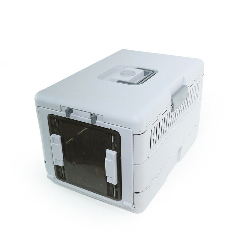 Переноска для животных "Логотип с отпечатком кошачьей лапки", большая ёмкость, Светло-серый