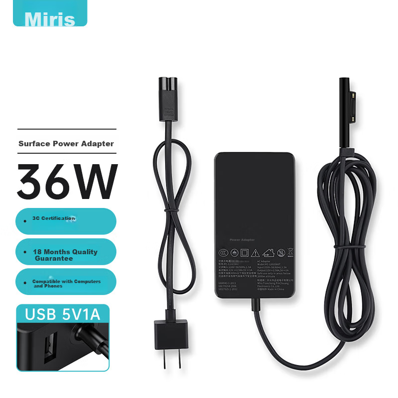 Mryc Microsoft Tablet Laptop Charger, Surface Pro3/4/5/6/Go/Laptop/Book, 12V2.58A 36W Power Adapter Cable