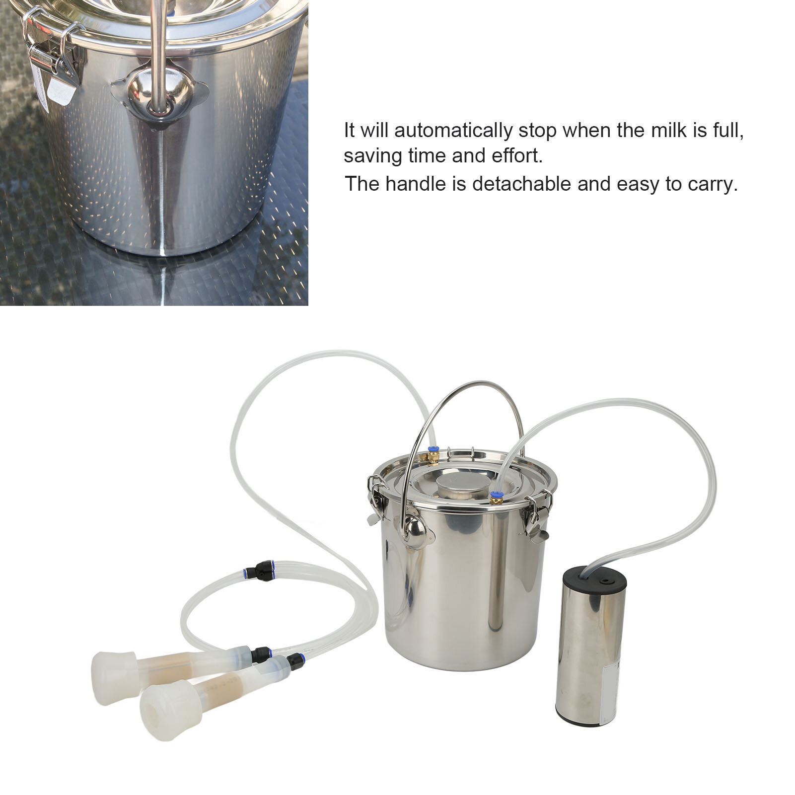 Доильный аппарат 7 литров, электрический молокоотсос из нержавеющей стали, доильное устройство с двойной головкой, бытовой доильный аппарат, вилка 100‑240VEU