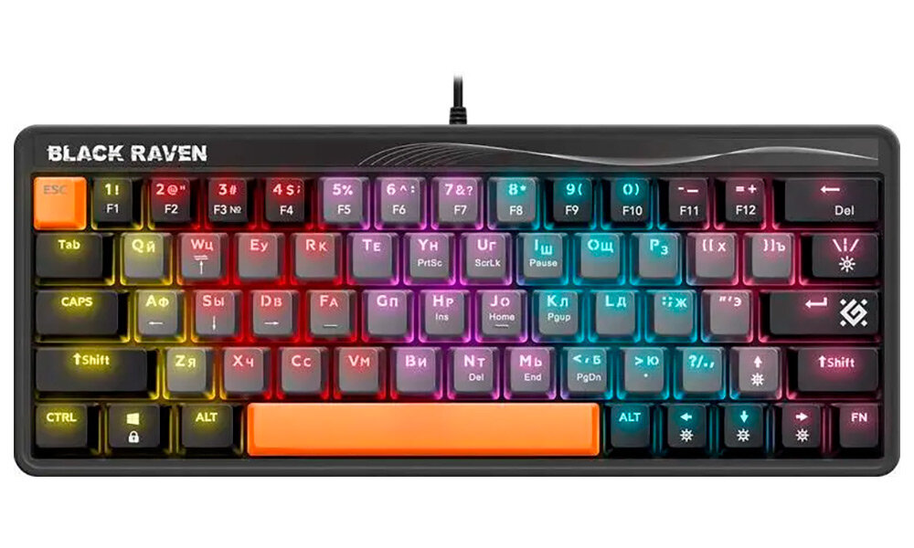 Механическая клавиатура Defender Black Raven GK-417 RU, 3 цвета, радужная