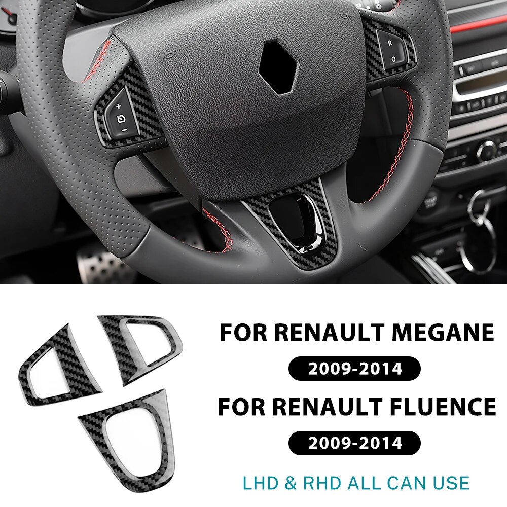 Наклейка на руль из углеволокна Black Carbon для Renault Megane/Fluence 2009-2014