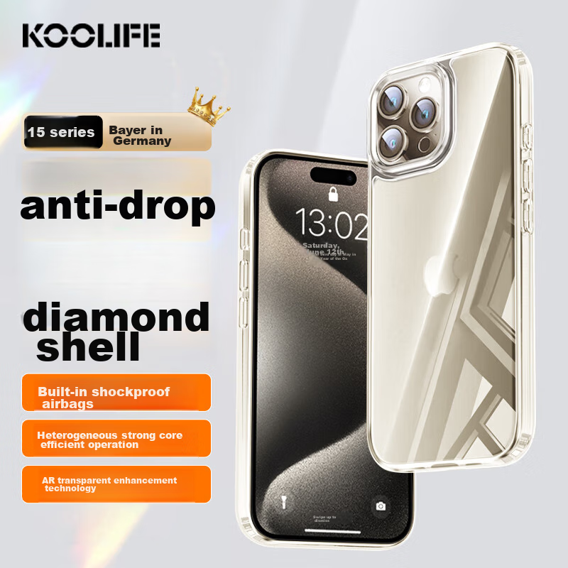 KOOLIFE Compatible with Apple 15 Phone Case, IPhone 15 Protective Cover, Lens Protection, Simple Skin-Friendly Ultra-Thin Shockproof Transparent Soft And Hard Shell, Simple Style for Men And Women