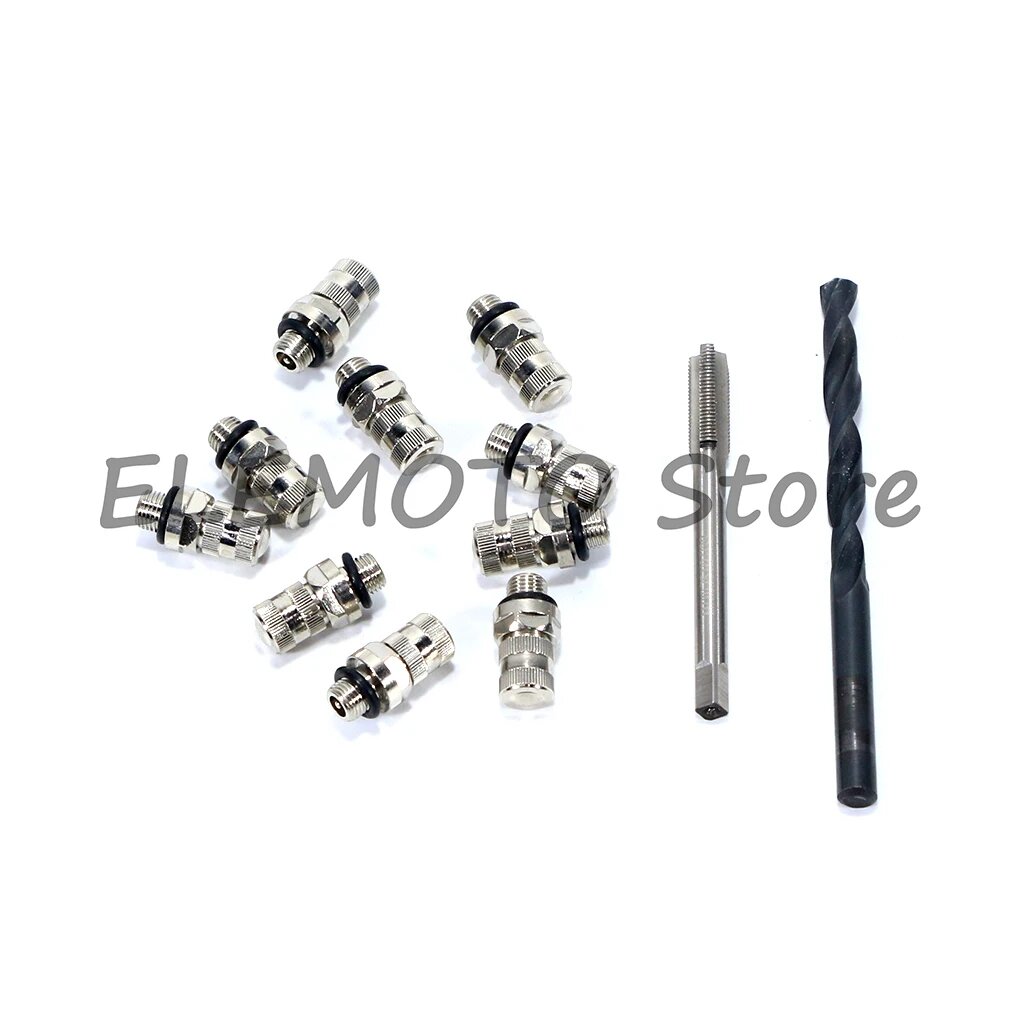 Амортизирующий клапан для мотоцикла, винт для прокачки выхлопных газов, метчик, спиральная дрель для заднего амортизатора, воздушный клапан в комплекте, 10 pcs Vlave