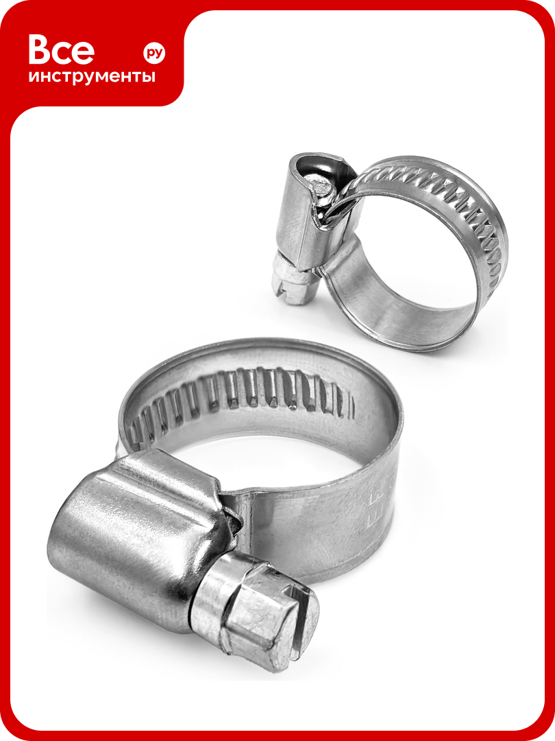 Нержавеющий, KREPFIELD, червячный хомут KREPFIELD 12-22/12 мм, din 3017, А2, 20 шт. 3017ХОМУТ12ММ1222А2-20