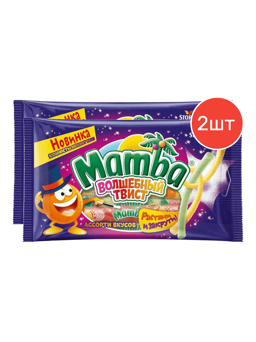 Жевательные конфеты, "Mamba", "Волшебный твист", 70г 2 шт