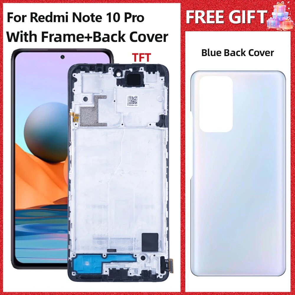 ЖК-дисплей для Xiaomi Redmi Note 10 Pro, ЖК-дисплей с цифровым преобразователем сенсорного экрана в сборе M2101K6G M2101K6R, часть дисплея экрана