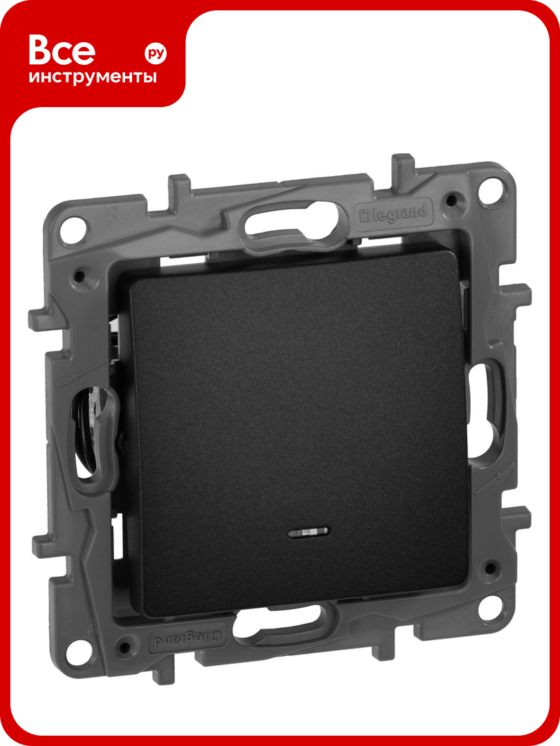 Переключатель Legrand одноклавишный с подсветкой/индикацией Legrand Etika 10А 250В безвинтовые зажимы антрацит