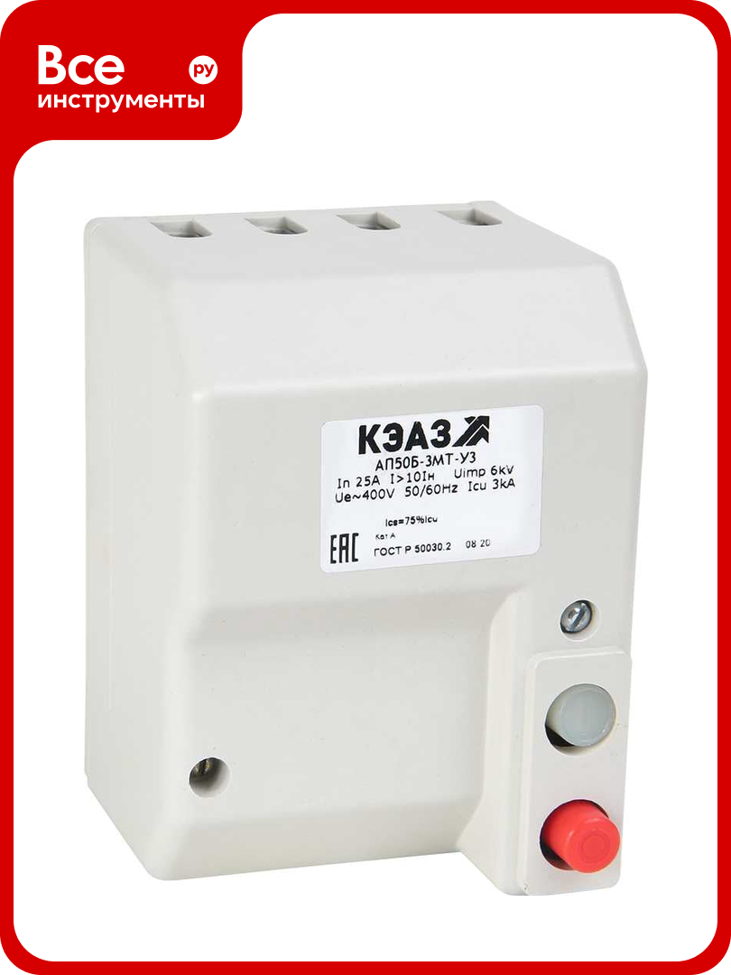 Автоматический выключатель КЭАЗ АП50Б-3МТ-25А-10Iн-500AC-У3-КЭАЗ 107275
