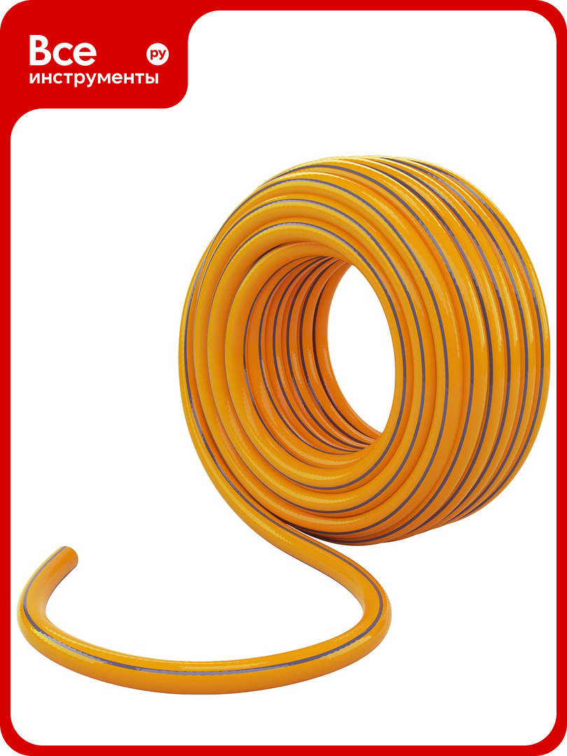 Поливочный армированный шланг PALISAD Standard, из прочного ПВХ, бытовой класс, оранжевого цвета, выдерживает давление