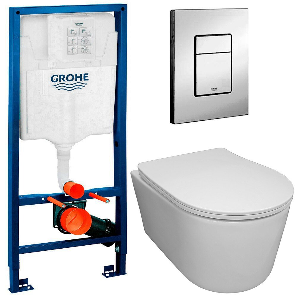 Инсталляция Grohe 38772001 + унитаз Bloomix Ultra MD1204R/UF3 безободковый с сиденьем