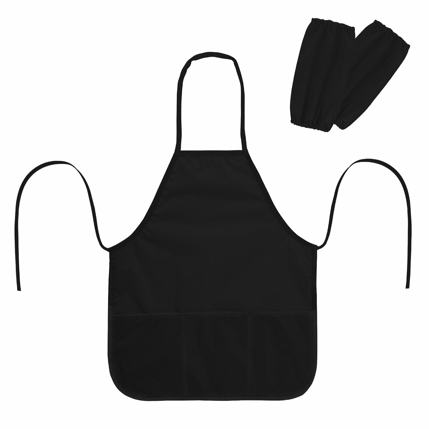 Фартук с нарукавниками Пифагор для уроков труда, 3 кармана, уменьшенный размер, 39х49 см, черный