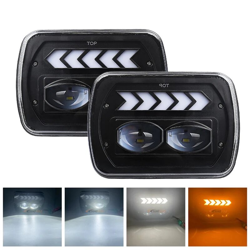 5 × 7 7x6 дюймов 40 Вт квадратная светодиодная фара дальний/ближний свет светодиодная фара для Jeep Wrangler YJ Cherokee XJ -Toyota -GMC Trucks H6054 2pcs black