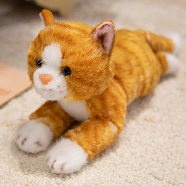 28CM Cute Simulated Cat Doll Plush Toy Stuffed Soft Animal Plush Orange Gray Stripe Kitten Pillow Birthday Gift Pet Toys Decor