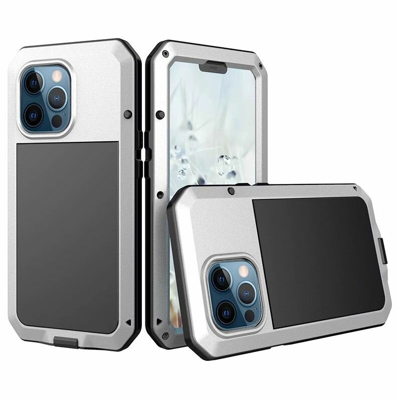 Бронированный противоударный чехол Taktik Extreme для iPhone 13 / Тактик на Айфон 13, серебристый