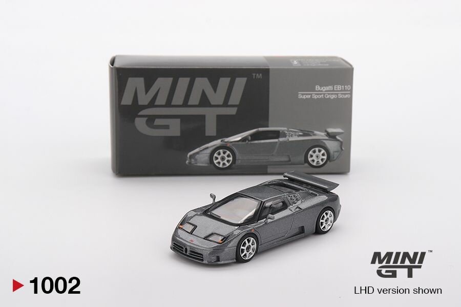 Mini GT Bugatti EB110 Super Sport Grigio Scuro #1002 (year 2025, MGT001002) - коллекционная Premium машинка