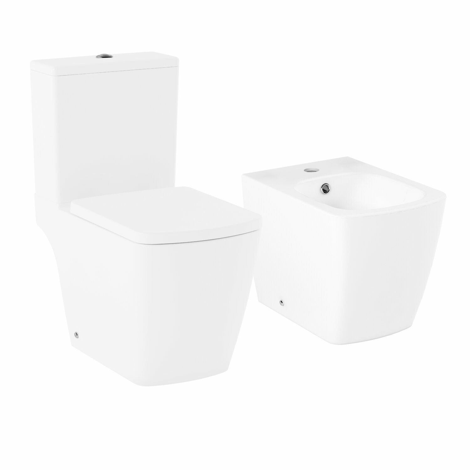 Унитаз напольный Lavinia Boho Aveo Compacto Rimless 21030005 в комплекте 2 в 1: безободковый унитаз (чаша, бачок, сиденье микролифт) и напольное биде