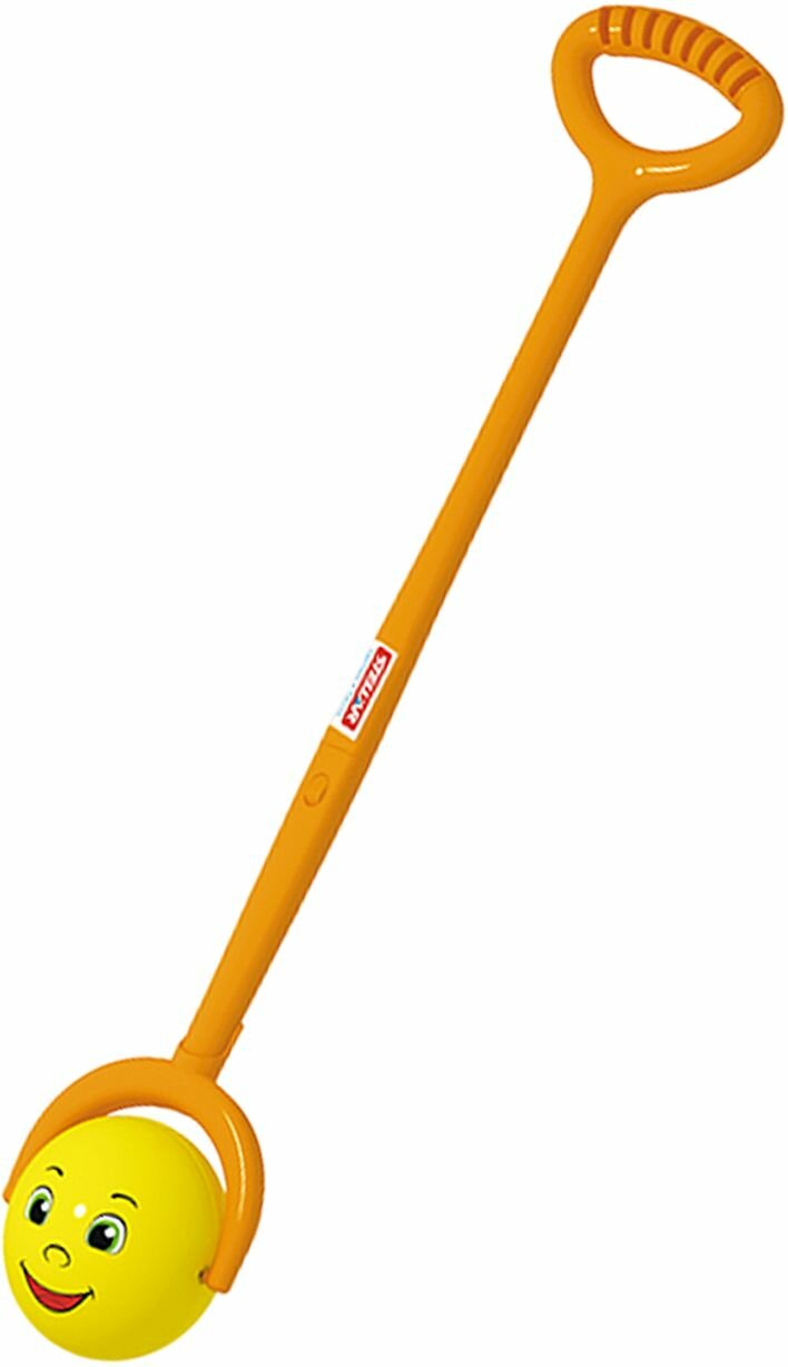 Детская каталка "Смайлик" с ручкой, развивающая игрушка для малышей, машинка-каталка для дома и улицы