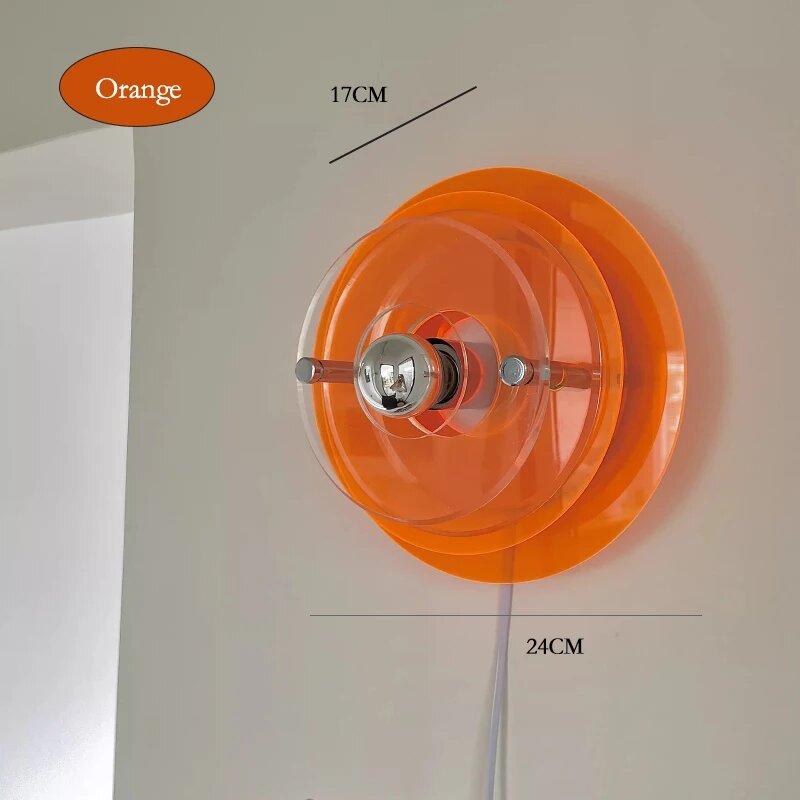 Настенные светильники НЛО синий/зеленый/оранжевый/красный/коричневый акрил+кованое железо, Wall Control, Warm light, Orange 24CM, Оранжевый