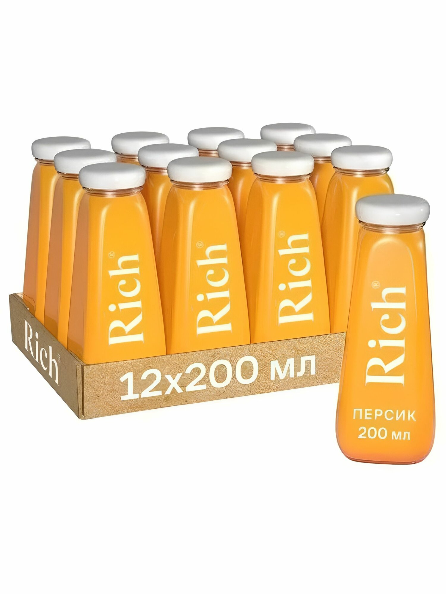 Сок Rich (Рич) Персик, 0,2л х 12шт (стекло)