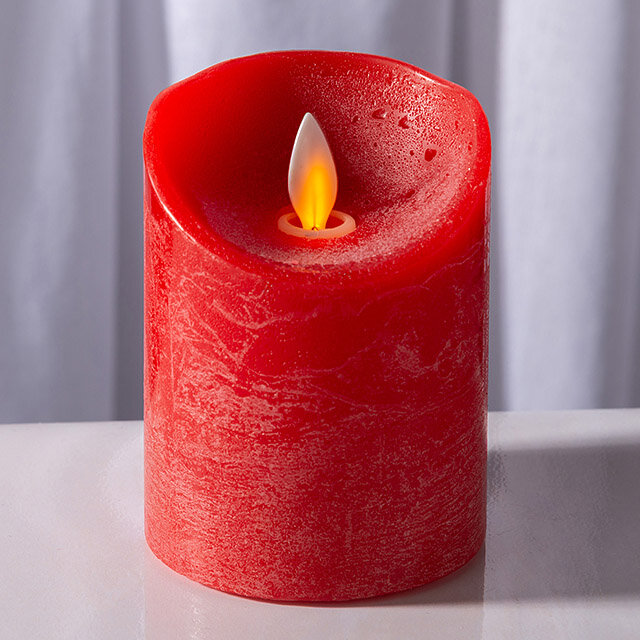 Светодиодная свеча с имитацией пламени 10 см, красная восковая, батарейка, Peha, MB-20119