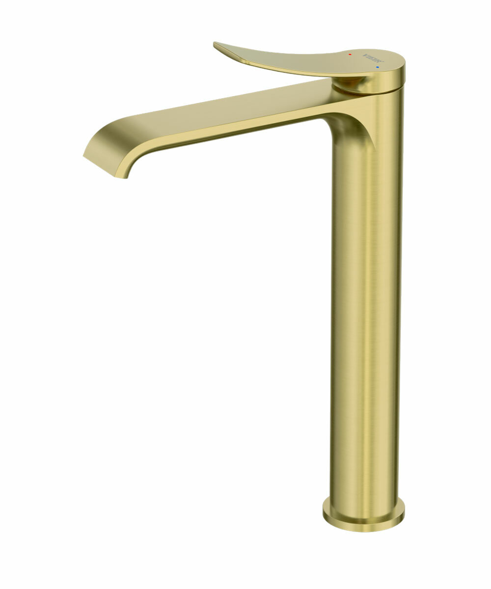 Смеситель однорычажный для накладной раковины от бренда Vieir V483012-S матовое золото