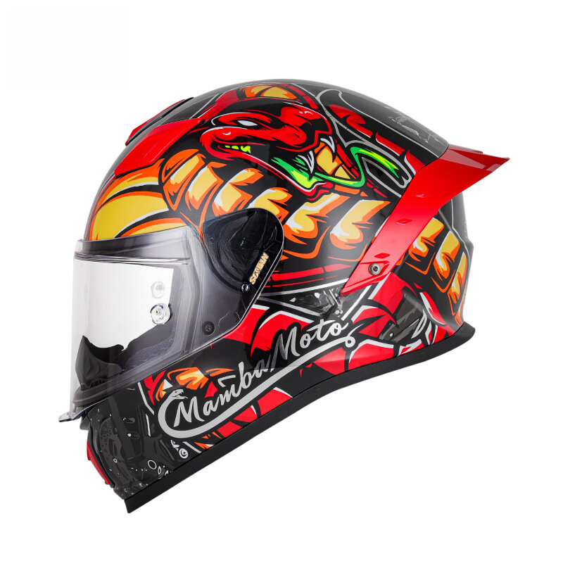 Шлем SOMAN F1, мотоциклетный, гоночный, черный, красный, золотой