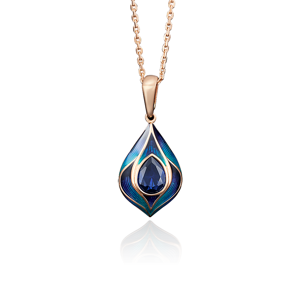 Подвеска, красное золото, 585 проба, фианит