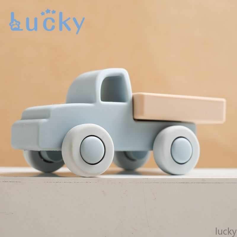 LuckyДетские силиконовые автомобильные игрушки, грузовик цвета пудры blue truck