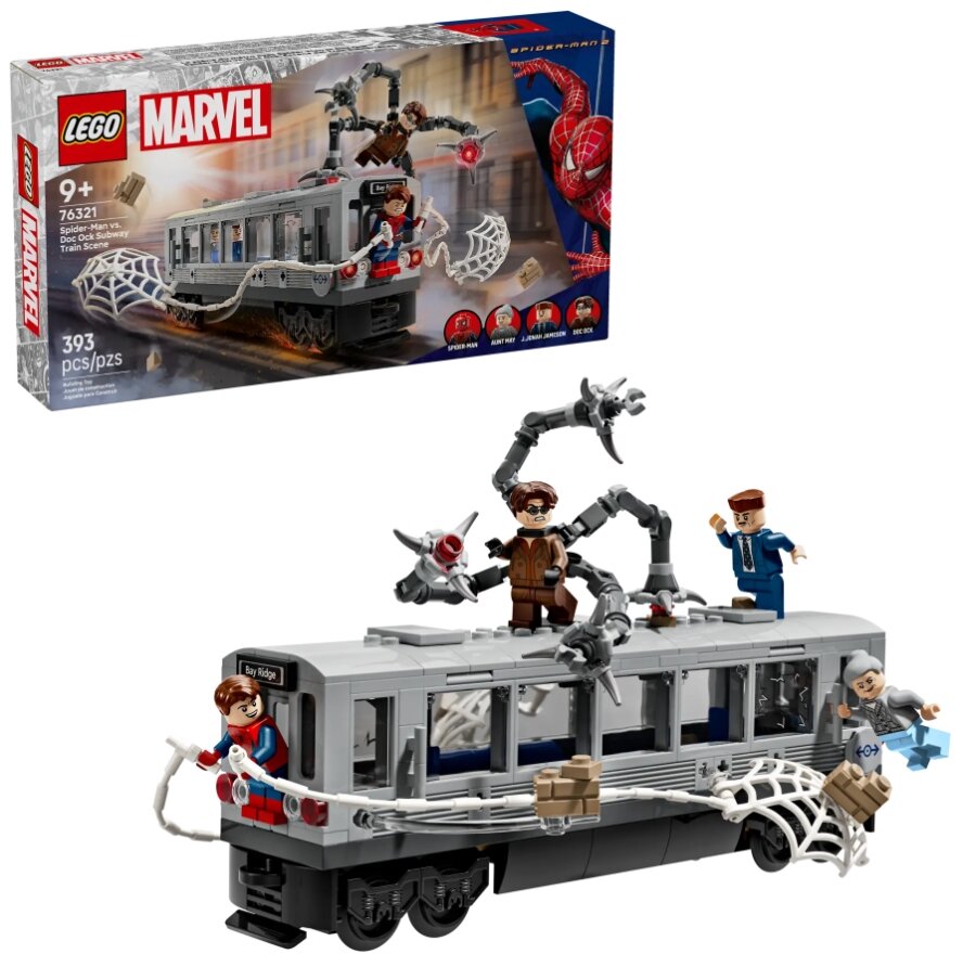 Конструктор LEGO Super Heroes 76321 Человек-паук против Доктора Осьминога: Сцена с поездом, 393 детали