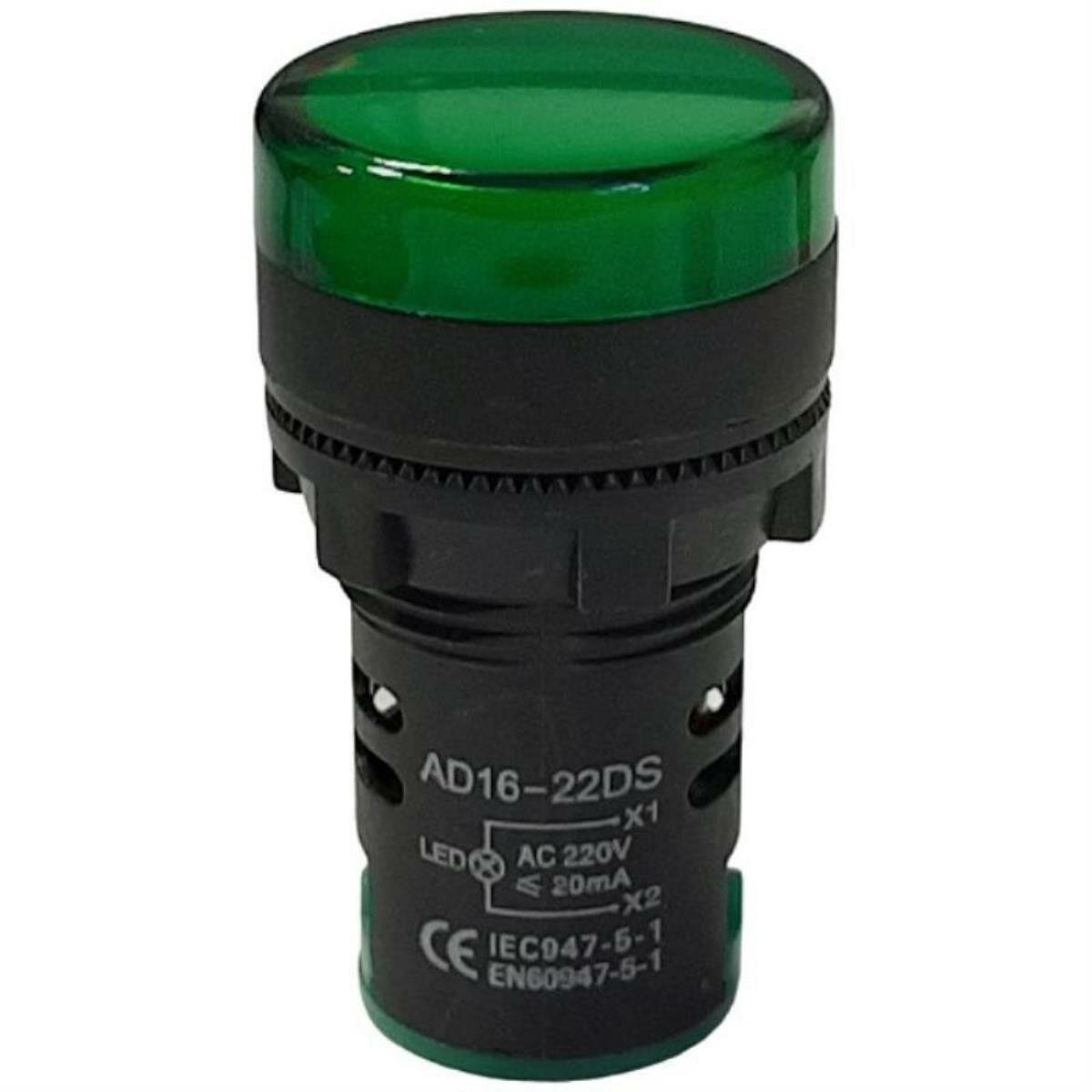 Индикатор светодиодный AD16-22DS (217(11)) зеленый D=22мм, 220В
