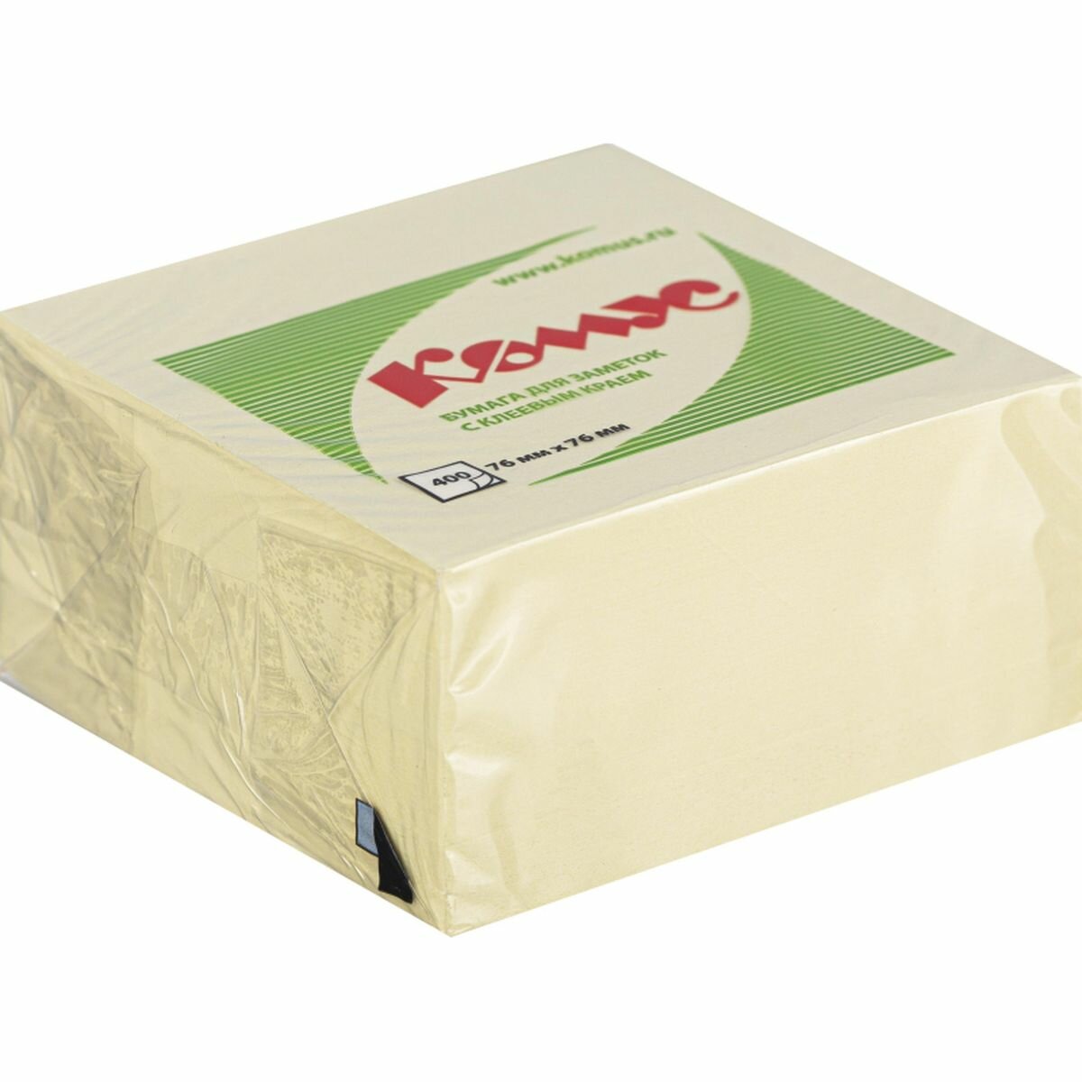 Стикеры (самоклеящийся блок) Комус Куб, 76х76мм, желтый, 400 листов (154925), 12 уп.