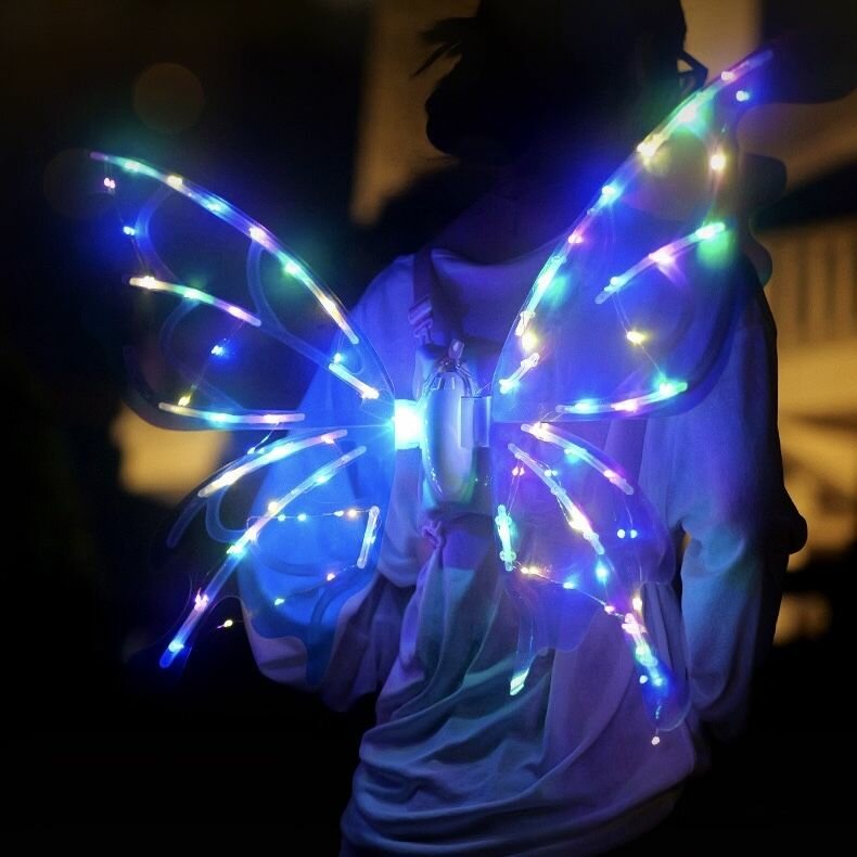 Light Up Wings для собак, электрические светящиеся крылья феи, музыкальная бабочка со светодиодными гирляндами