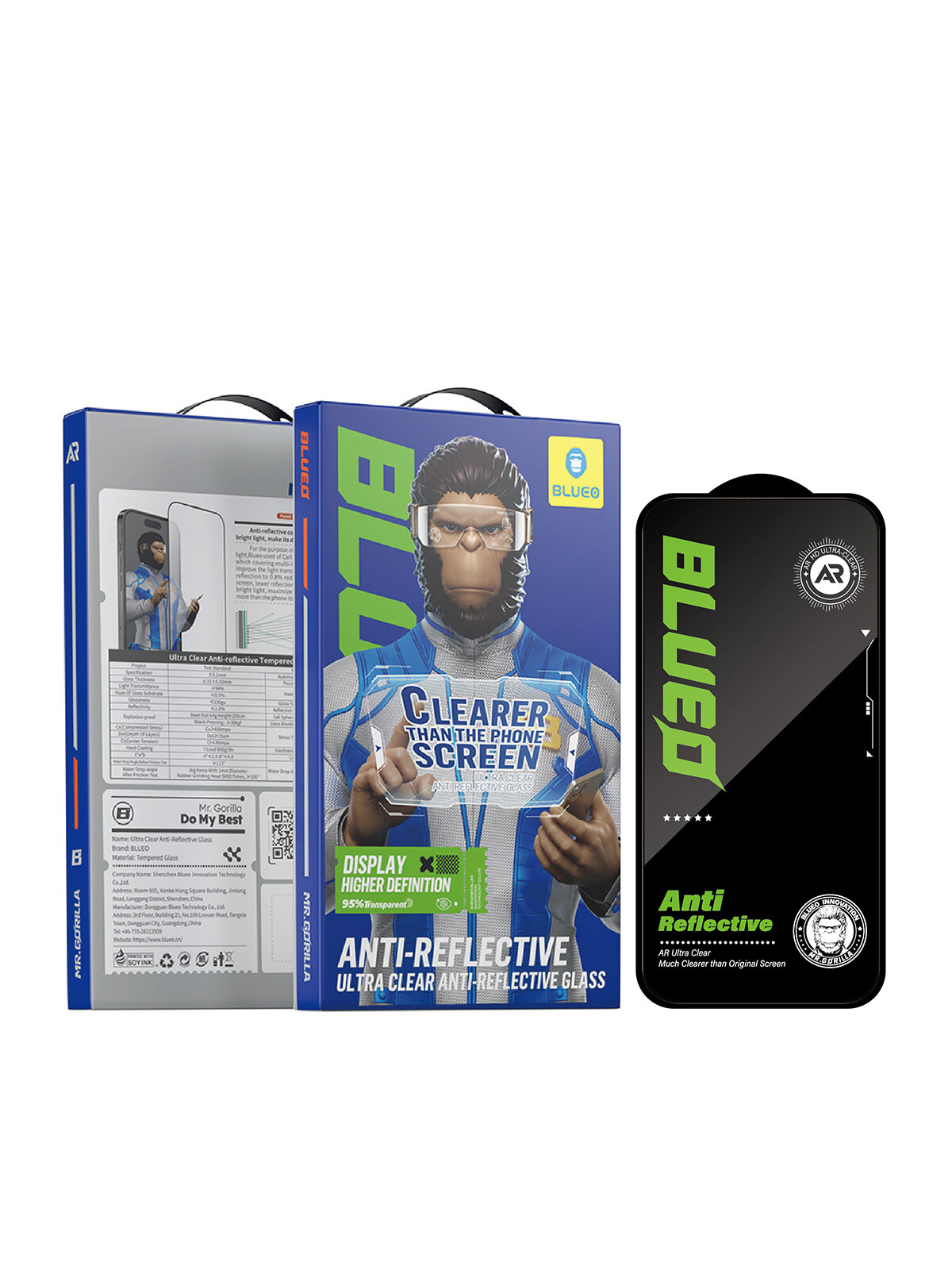 Защитное стекло BlueO на iPhone 17 Pro Max/16 Pro Max, AR Anti-reflective, c ультравысокой пропускной способностью 99%