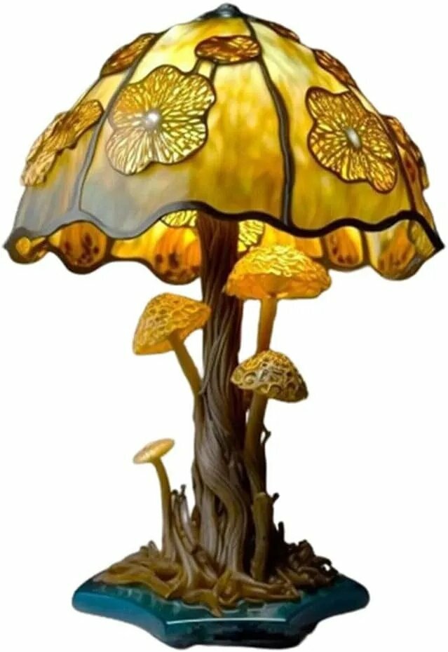Винтажная витражная грибная настольная лампа, ночник серии растения, 5,9 дюйма
