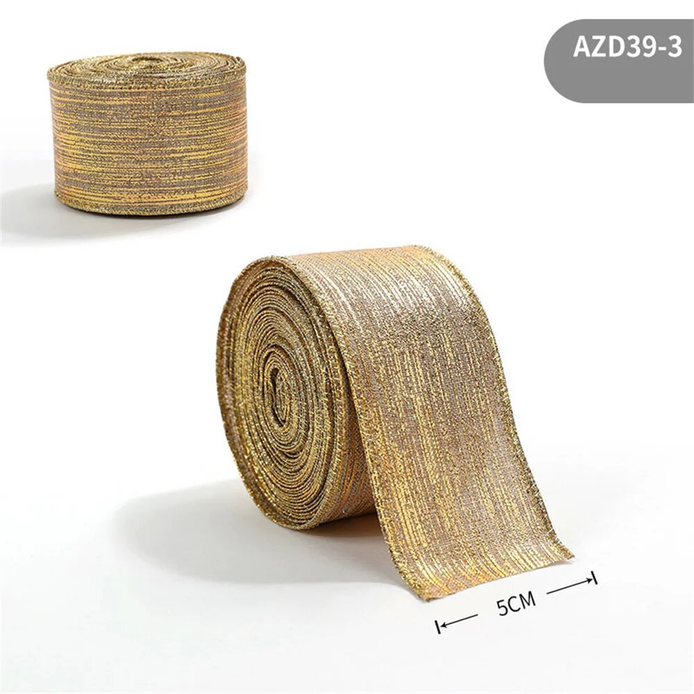 Блестящая лента золотая, серебряная, шампань, полиэстер 2 метра linen color-5cm