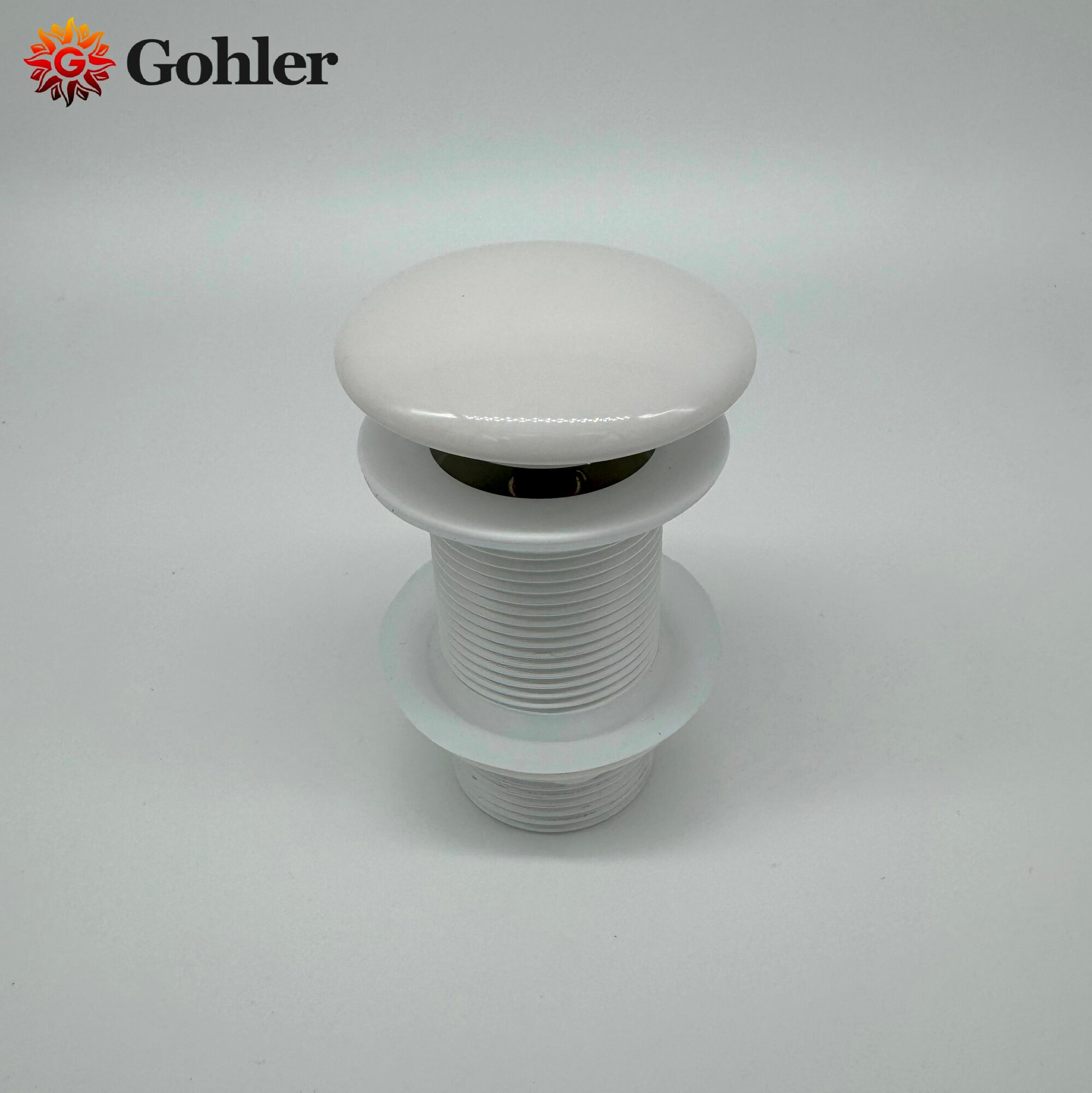 Донный клапан для раковины без перелива, выпуск белый керамика