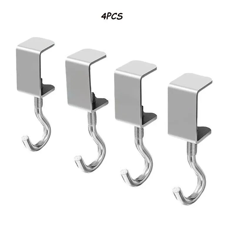 1/2/4шт 360° ° Вращающиеся стальные крючки для стола — съемная, неразрушающая установка для офисных столов, школьных общежитий