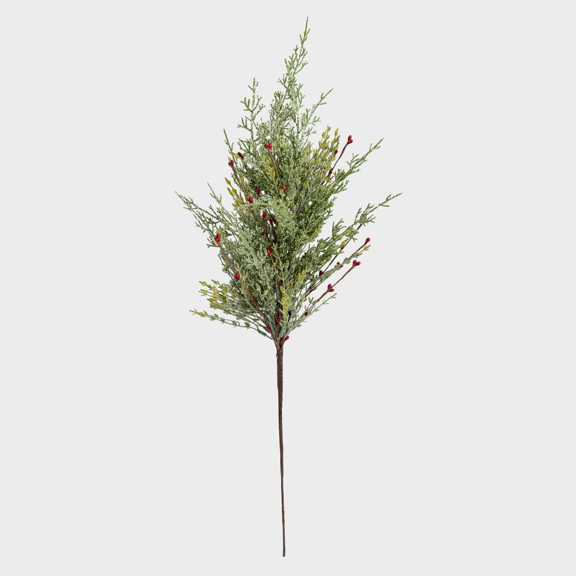 Ветка декоративная, 71 см, пластик, Хвоя с бордовыми ягодами, Conifer decor