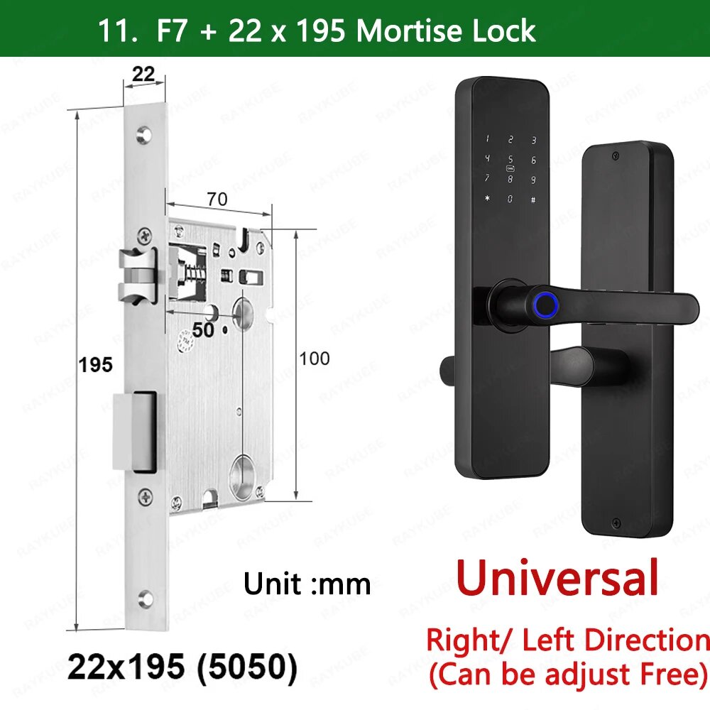 RAYKUBE F7 TT Электронный замок с отпечатком пальца 22x195