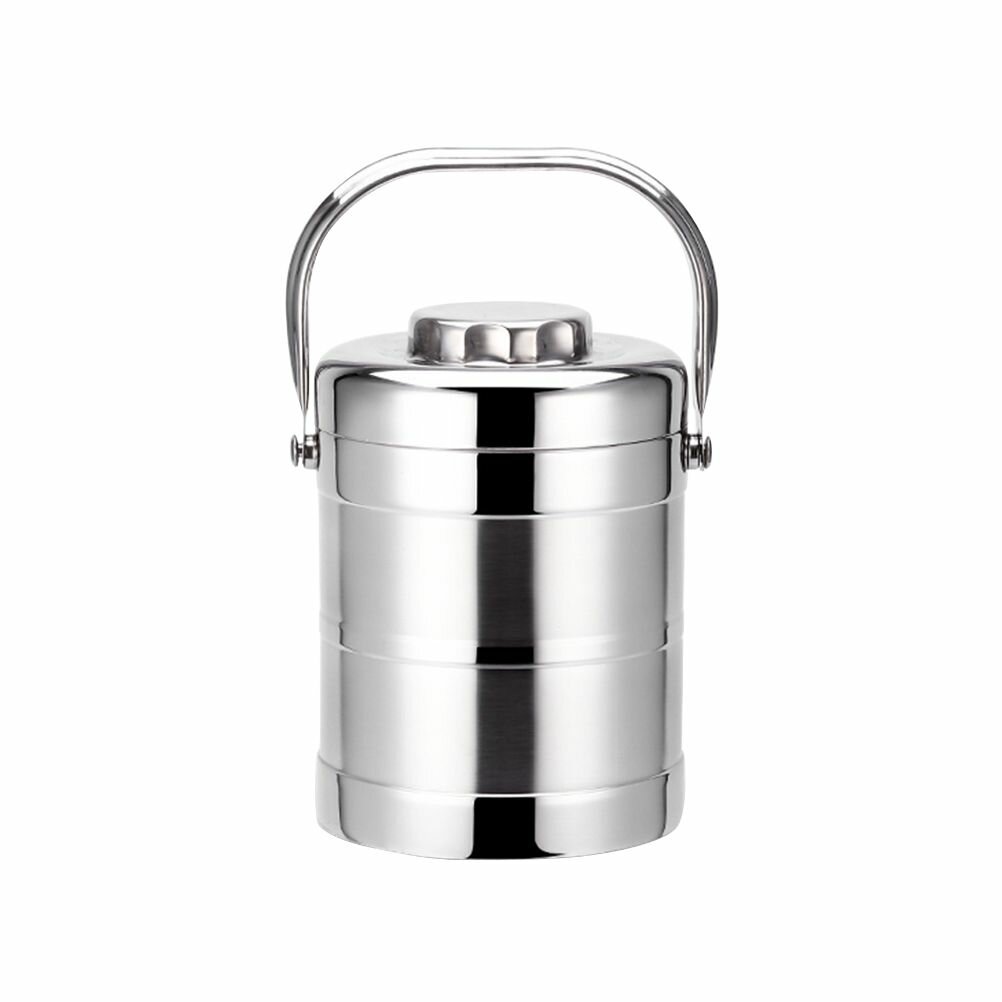 Двухслойный Термобокс Из Нержавеющей Стали, Объем 2,8 Л, Для Хранения Еды, Серебристый