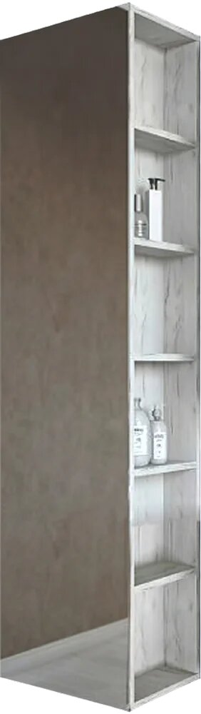 Шкаф-пенал для ванной с зеркалом Sanflor Чикаго L подвесной, с зеркалом, 40 см, светлое дерево, глянцевый, шкаф пенал с полками, с дверками