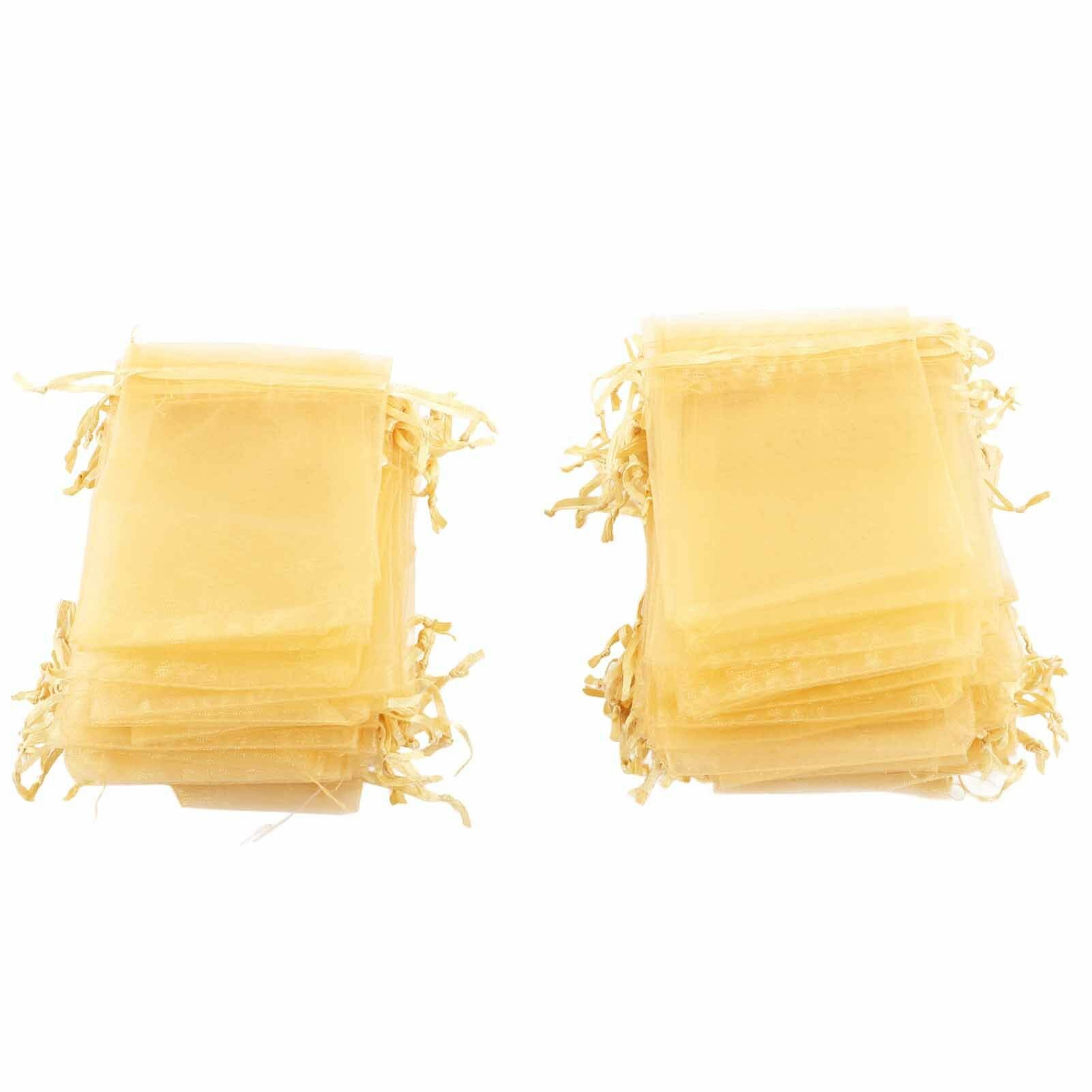 100 золотых органзовых мешочков для свадьбы