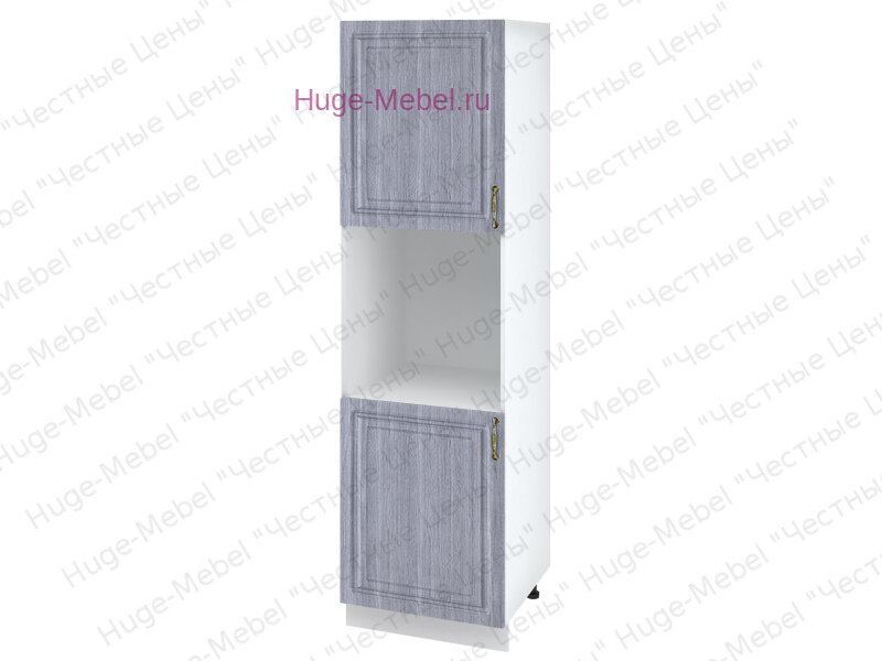 Пенал кухонный напольный с нишей 600 Юлия (сандал серый) Huge Mebel . Ширина 600 Высота 2132. Кухонные шкафы
