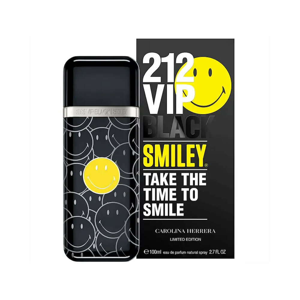 Парфюмерная вода Carolina Herrera 212 VIP Black Smiley 100 мл мужская / Каролина Эррера 212 ВИП Блэк Смайли