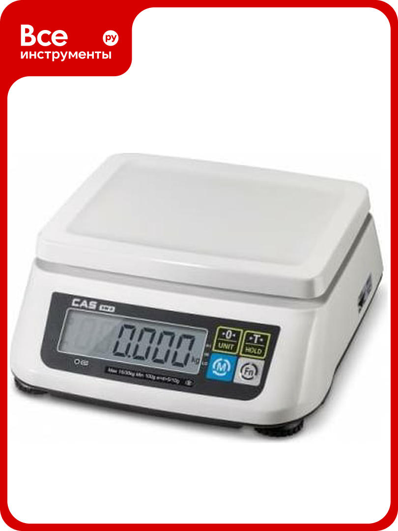 Настольные электронные весы CAS SWN-3 один дисплей, белый, с подключением RS232/USB, сетевое питание, функция поверки